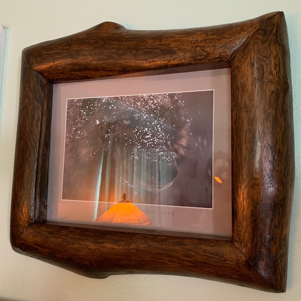 12 X 18 Oak Log Picture Frame. Log Picture Frame. Live Edge Bark ...