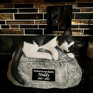 Ceramic Engraved Painted Siamese Cat Cremation Urn With Plastic Name ...