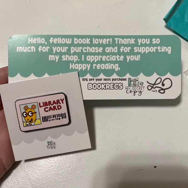 Library Card Pin | Bookworm Enamel Pin | Bookish Pin | Gifts for ...