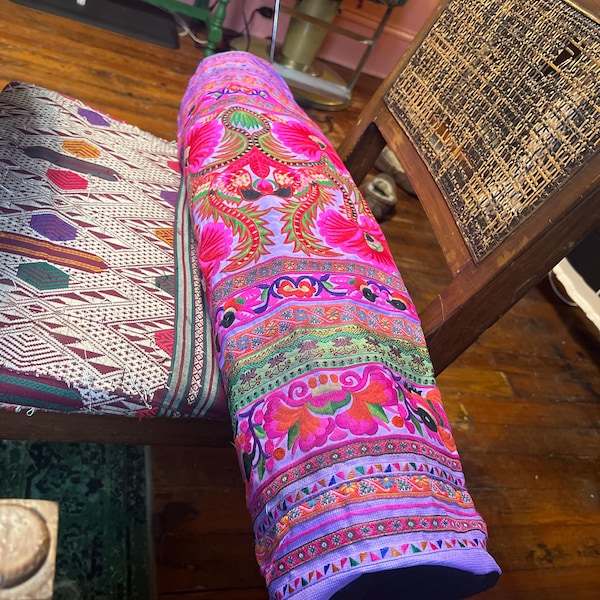 Handmade Yoga Mat Bag Hmong Embroidered in Purple, Floral Yoga Mat Bag ...