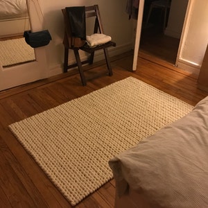 The Indoor Store Hand Knitted Chunky Wool Area Rug Light - Etsy