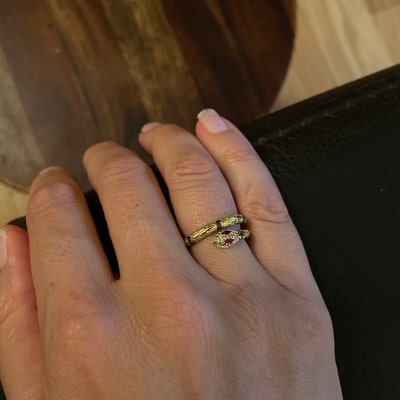 Gold Snake Ring, Purple Snake Ring, Amitest Ring, Purple Stone Ring ...
