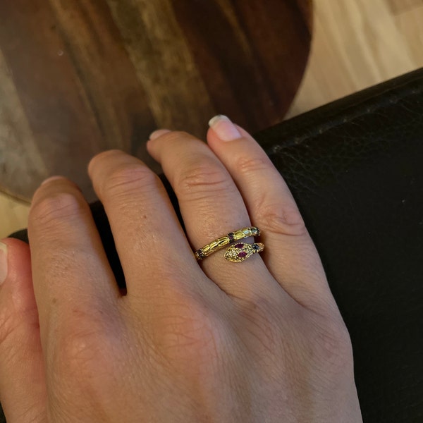 Gold Snake Ring, Purple Snake Ring, Amitest Ring, Purple Stone Ring ...