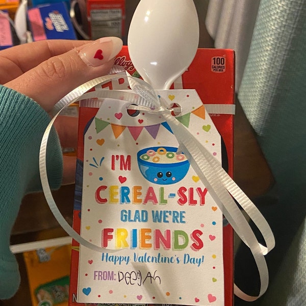 Cereal Valentine Tag, Cereal-sly Glad We're Friends Valentine Cereal ...