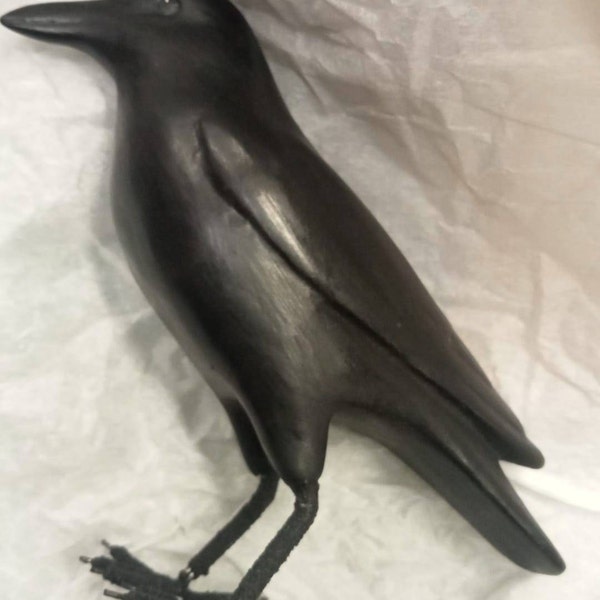 Mini Crow 3.5h Hand Carved Wooden Bird - Etsy Canada