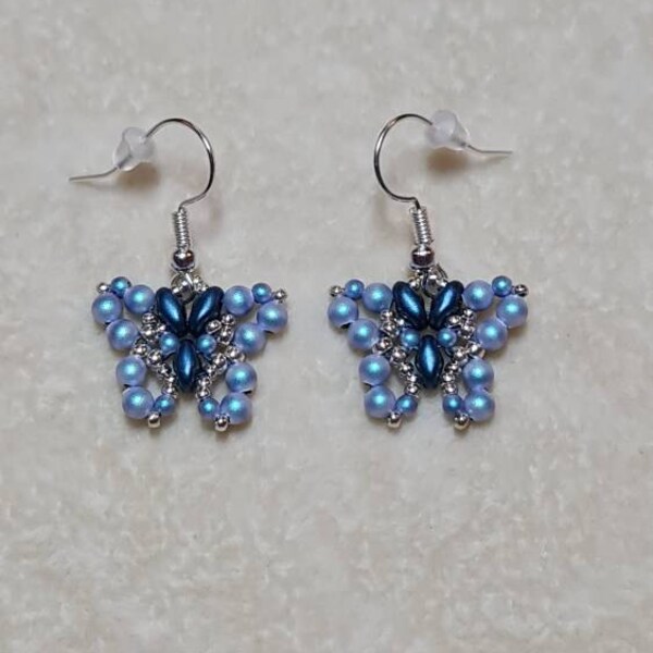 Butterfly Seed Bead Earrings Beading Pattern, Pearl Beaded Earrings ...