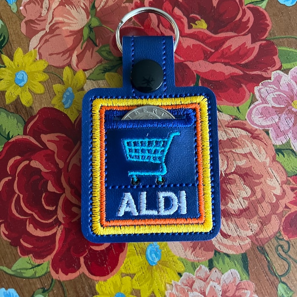 Embroidered Aldi Quarter Holder Keychain Shopping Cart Coin Keeper - Etsy