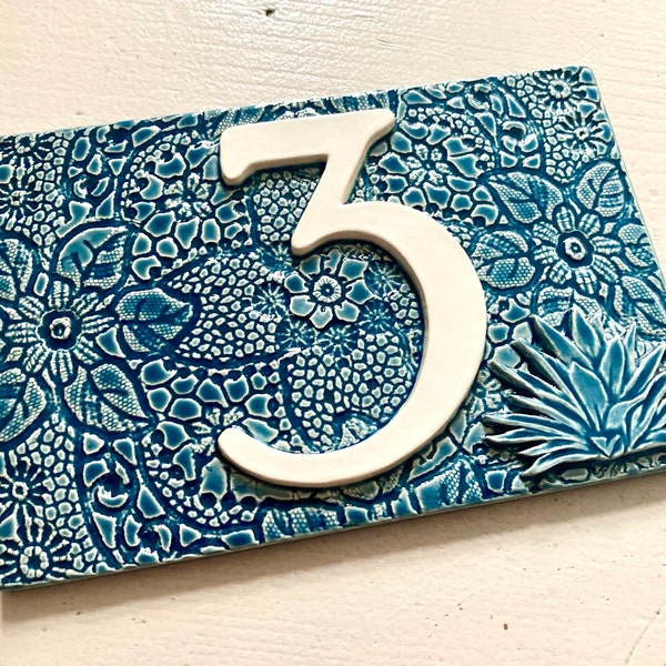 Vintage Aqua Blue Housenumber Sign | Customized Housenumber Plaque ...