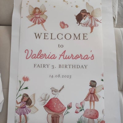 Fairy First Birthday Welcome Sign, Editable Fairy Garden Sign, Magical ...