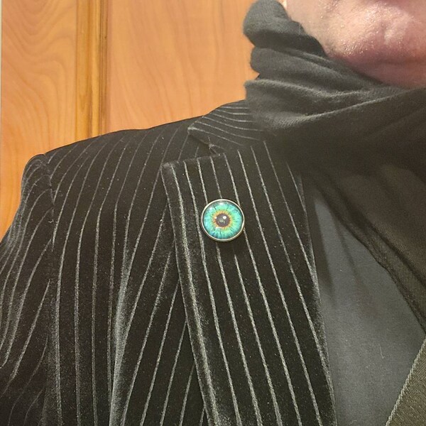 Realistic Eyeball Pin Button - 6 Colors Available - Grey Green Aqua ...