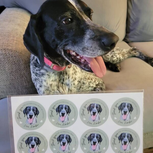 Custom Dog Wedding Favor Stickers, Dog of Honor Personalized Pet Photo ...