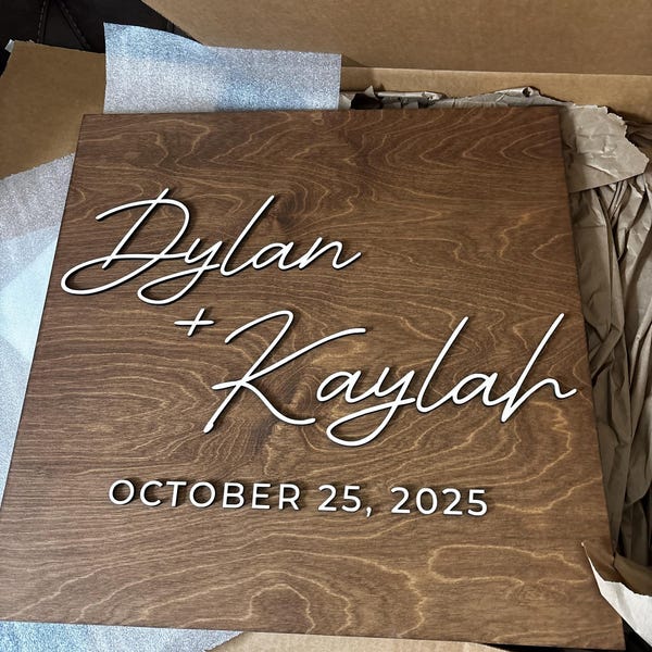 Wedding Welcome Sign, Custom 3D Gold Wood Wedding Sign, Minimalist ...