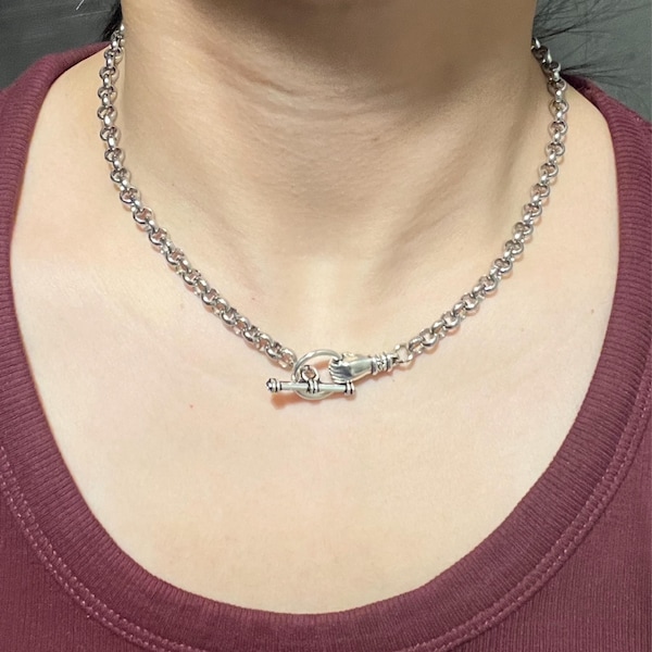 Silver Open Ended Hand Necklace, Hold on to Hope Necklace, Grasping ...