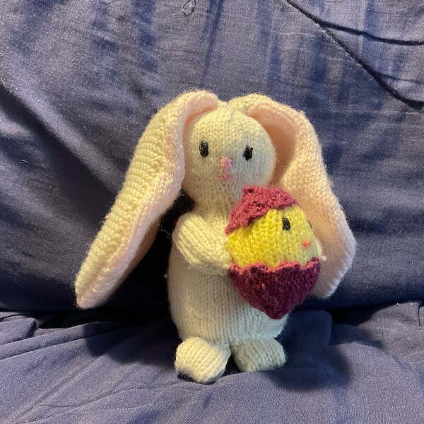 PDF Knitting Pattern Easter Bunny Rabbit Chick in Egg Soft Toy ...