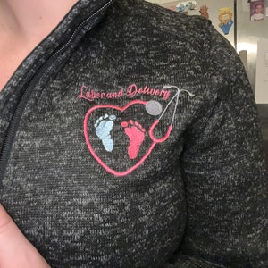 Labor and Delivery Nurse Jacket RN Jacket Full Zip Embroidered Medical ...