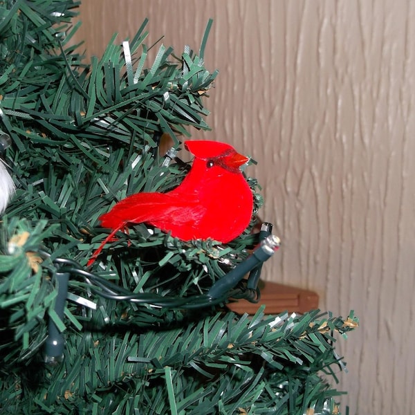 3 Artificial Red Feather Cardinal Garden Foam Birds Flower Home ...