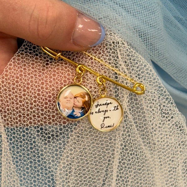 Gold Memorial Photo Lapel Pin Gift for Groom From Bride Custom Memorial ...