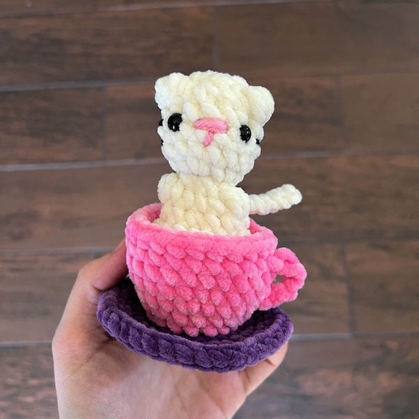 NO SEW!! Tabby Teacup Popping Desk Pal, PDF Pattern, Crochet Pop ...