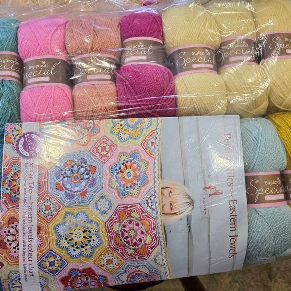 Persian Tiles Crochet Blanket Pattern & Yarn Pack: Marrakesh Colorway ...