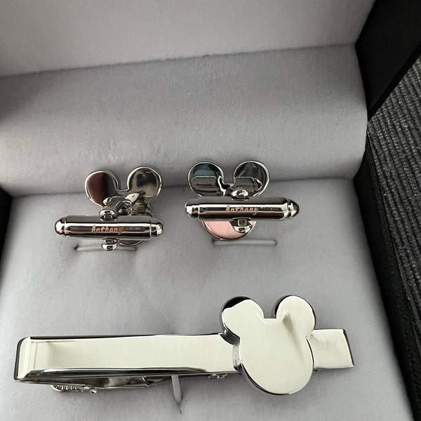 Personalized Tie Clip Disney Silver Mickey Stickpin Cufflinks,mouse ...