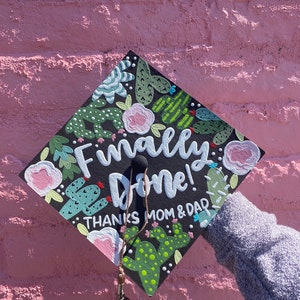 Painted Graduation Cap Custom Graduation Cap Topper Cactus Graduation ...