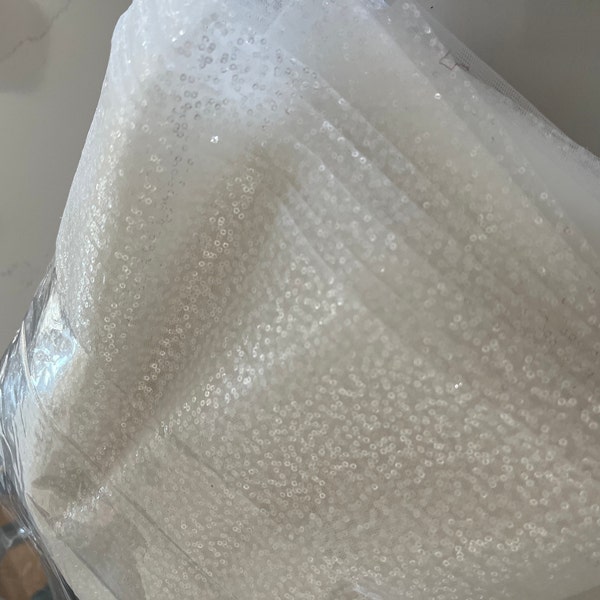 1yard Super Shiny Crystal Clear Sequin Lace,2mm Mini Transparent ...