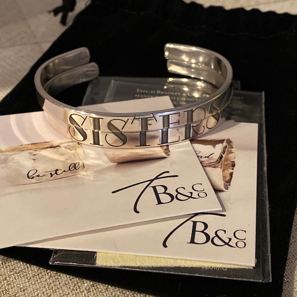 Sisters Split Bracelets . Personalized Sisters Jewelry Cuff . Sisters ...