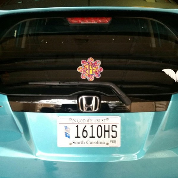 Custom Flower Monogram Sticker - Colorful Floral Car Decal Vinyl Bumper ...