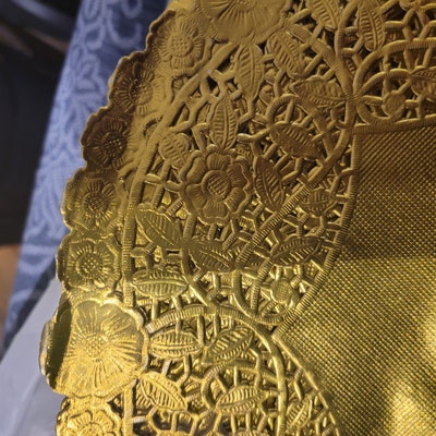75/80/85 Gold Doily 12 Inch Gold Lace Foil Doilies Fancy French Lace ...