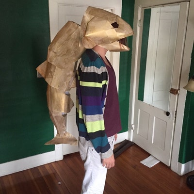 Fish Papercraft Mask Template, Low Poly Paper Mask, Unique Halloween ...
