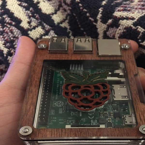 C4labs Zebra Case for Raspberry Pi 3B, 3, 2 and B With Power Cord and Heatsinks Wood/wood Inlay ...