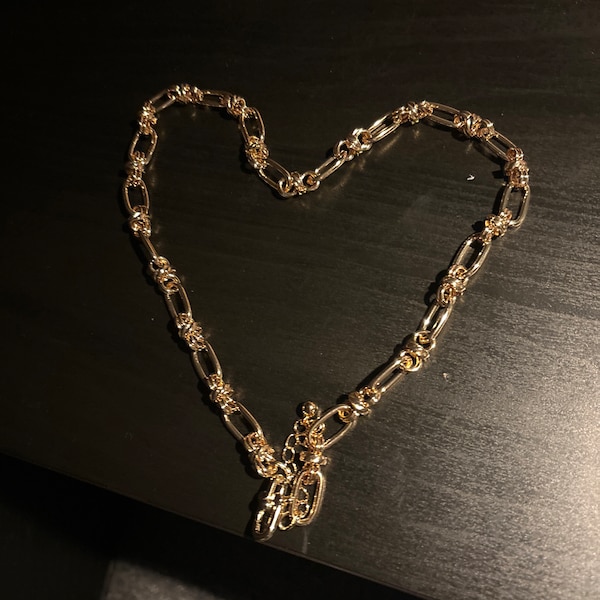 18k Gold-filled • Elegant Large Staple Chain • Solid Link Necklace ...