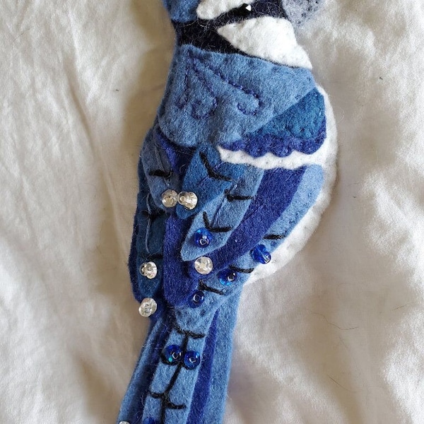 Blue Jay Sewing Pattern PDF - Backyard Bird Stuffed Ornament - Felt ...