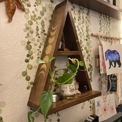 Triangle Altar Shelf With Dual Moon Phases - Etsy