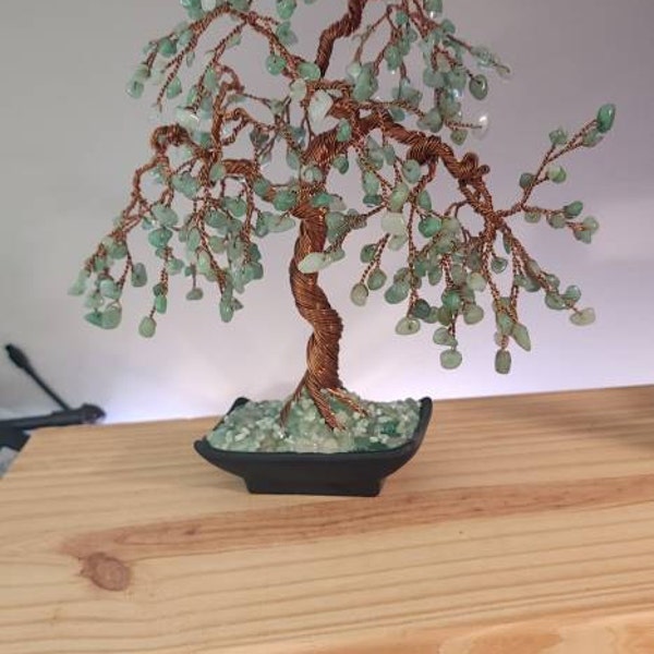 Aventurine Willow Gemstone Bonsai Tree: Handmade Wire Sculpture, Tree ...