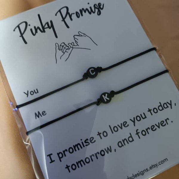 2 Pcs Pinky Promise Bracelets, Couples Initials Bracelet, Boyfriend ...