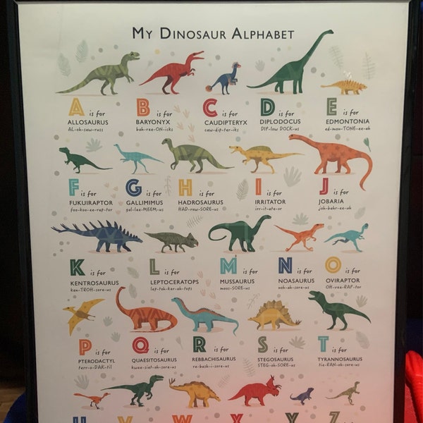 Dinosaur Print, Dinosaur Theme Alphabet Print for Nursery, USA DISPATCH ...