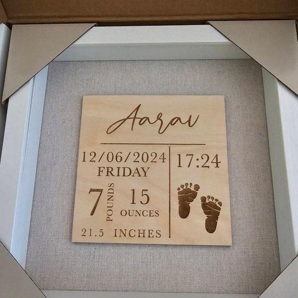 Personalized Baby Birth Stats Shadow Box Sign, Birth Stat Nursery Sign ...