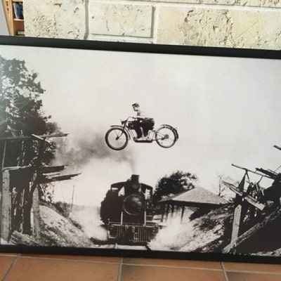 Motorcycle Jumping Train Freestyle Motocross Extreme Sports Vintage ...