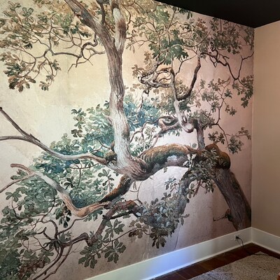 Subtle Wallpaper, Landscape, Watercolor Wall Mural, Moody Decor ...