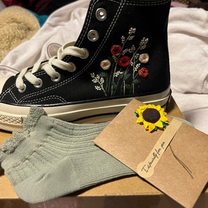 Custom Converse/converse High Tops/embroidered Sweet Rose and Lavender ...