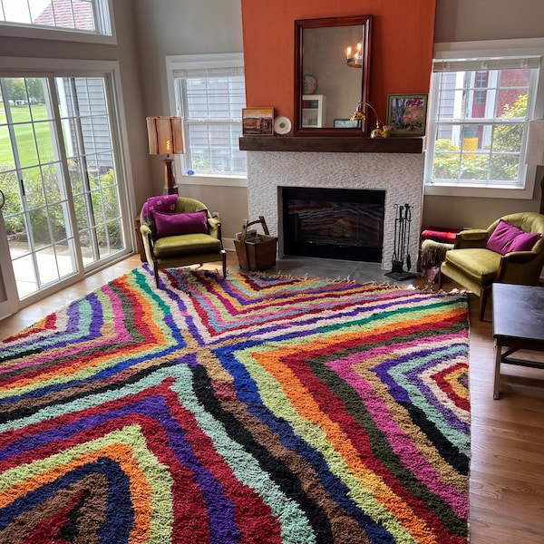Colorful Moroccan Rug, Custom Fabulous Boujad Rug, Abstract ...