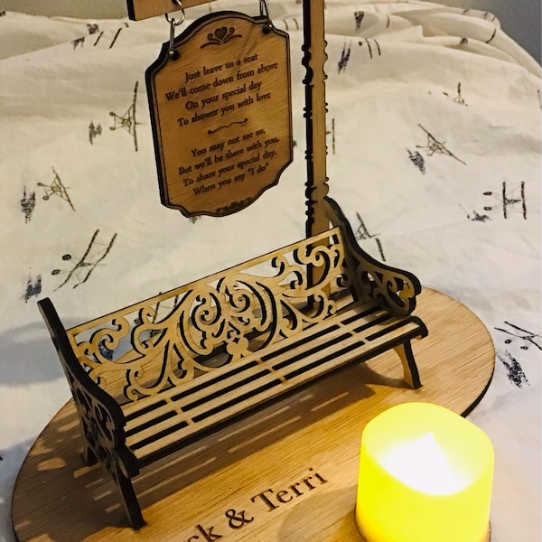 Personalised Wedding Memorial Centrepiece Candle Display - Bench - Save ...
