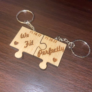 Personalized 2 Puzzle Piece Keychains Custom Gift Boyfriend/girlfriend ...