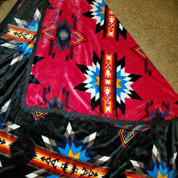 Southwest Native Design Super Soft Plush Reversible Full Size Blanket ...