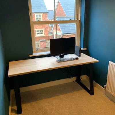 Westerton Home/office Wooden Desk & Box Section Frame Legs Rustic ...