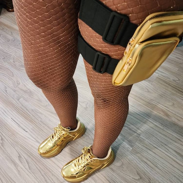 HIGH-WAIST | GLITTER | Skin Tone Fishnet Stockings, Perfect for ...