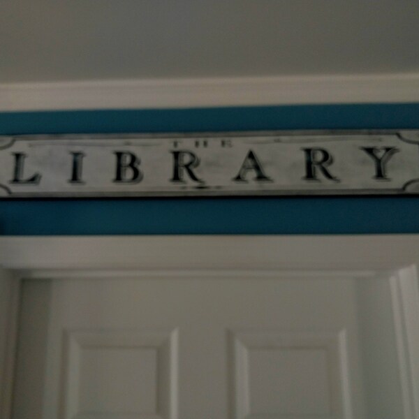 Antique Style the Library Wood Sign - Handmade Rustic Wooden Decor - Etsy