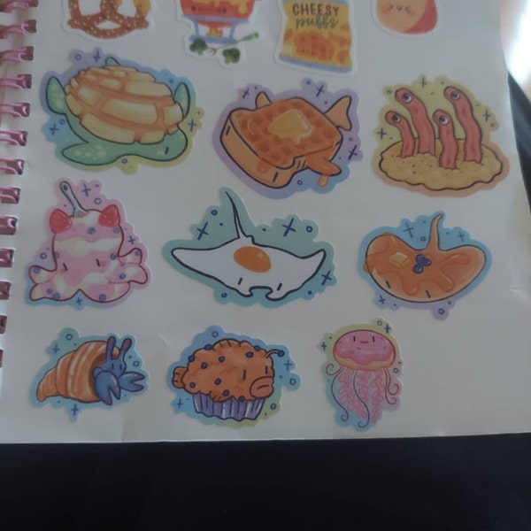 Breakfast Biome Waterproof Sticker Sheet Marine Animal Nature Aquarium ...