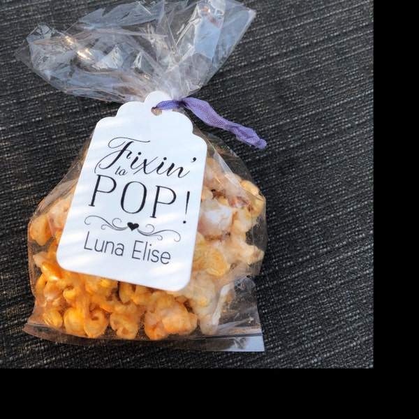 Fixin' to Pop Baby Shower Favor Kits-3 TAG COLORS | Popcorn Favor-20 ...